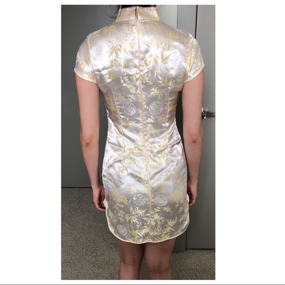 Dresses | Traditional Chinese White Gold Sort Qipao | Poshmark